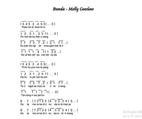 Not Balok Piano Lagu Bunda