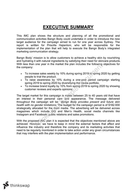 Imc Plan 24210 Integrated Marketing Communications Uts Thinkswap