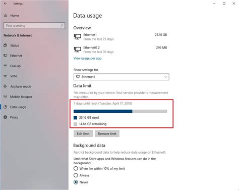 how to monitor and control data usage on windows 10 april 2018 update windows central