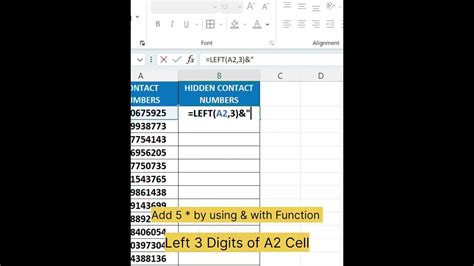 Hide Mobile Number Trick In Excel Exceltricks Exceltips Learnexcel Shorts Youtube