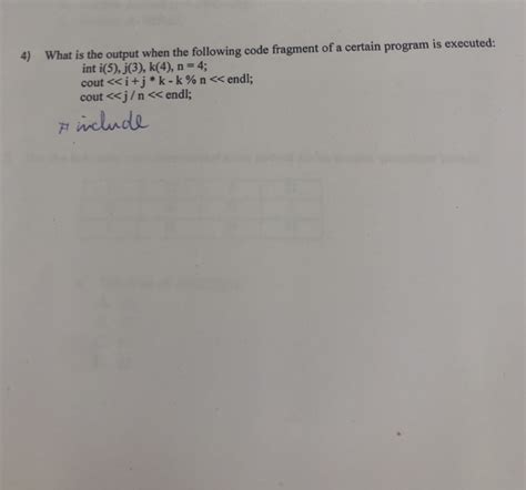 Solved 4 What Is The Output When The Following Code