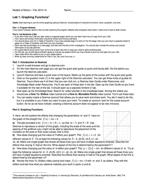 fillable online lab 1 graphing functions 1 fax email print pdffiller