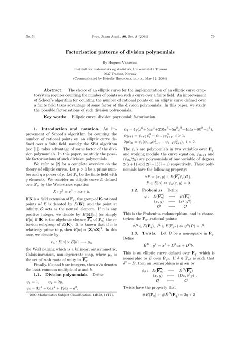 Pdf Factorisation Patterns Of Division Polynomials