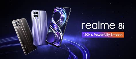 Смартфон realme 8i, 4 + 64/4/128 ГБ, 120 Гц, Helio G96, 50 МП, тройная ...