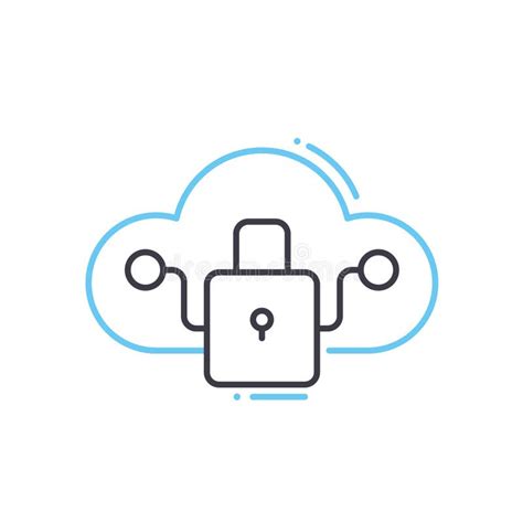 Cloud Security Concept Line Icon Outline Symbol Vector Illustration