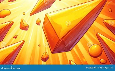 An Explosion Of Golden Crystal Like Shapes Radiating Light And Energy Stock Illustration