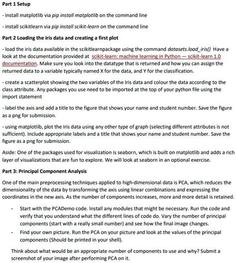 Part Setup Install Matplotlib Via Pip Install Motplotlib On The Command Line Install Scikitlearn