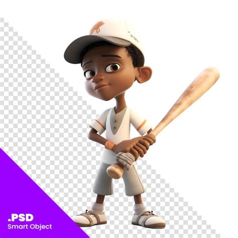 Premium Psd 3d Render Of A Little Boy Baseball Player With A Bat On