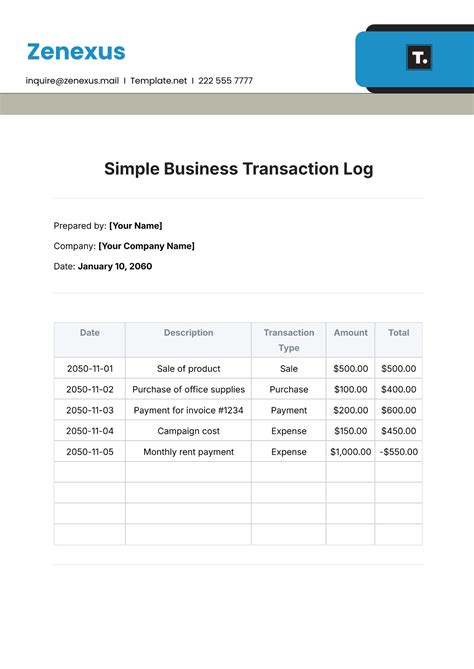 Free Transaction Templates Editable And Printable