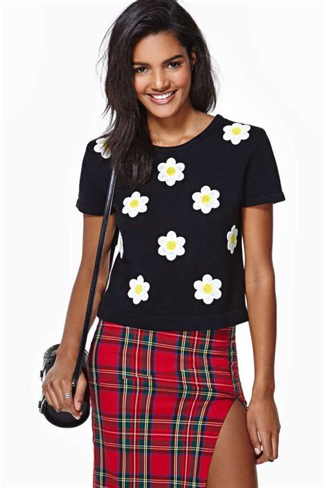 Daisy Patch Knit Top Knit Top Tops Daisy Patches