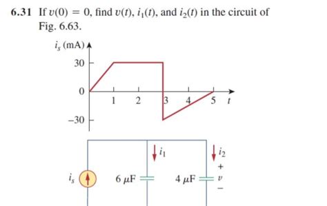 solved 6 31 if v 0 0 find v t i1 t and i2 t in the