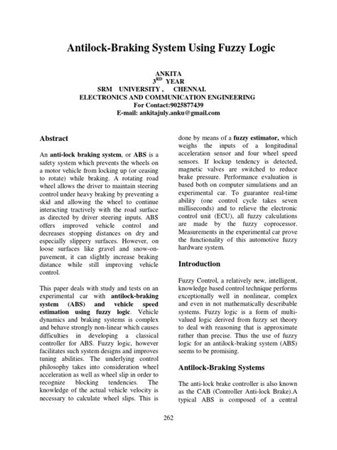 antilock braking system using fuzzy logic pdf anti lock braking