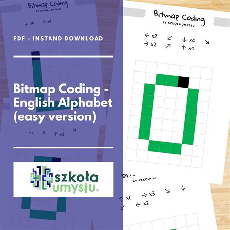 bitmap coding english alphabet easy etsy