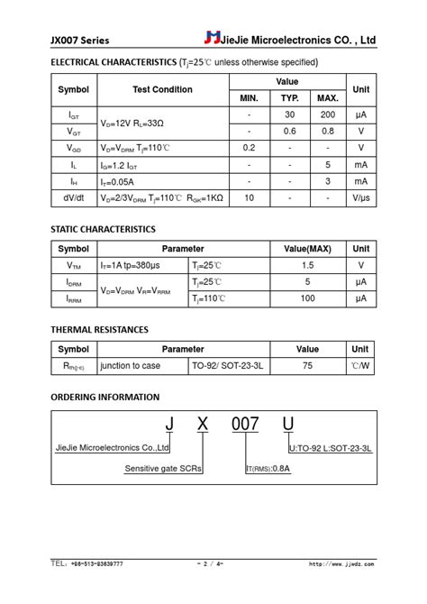 Jx007 Datasheet Jiejie