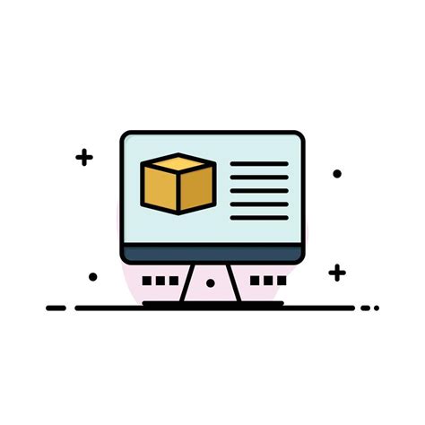 Computer Box Internet Monitor Business Flat Line Filled Icon Vector Banner Template 13552565