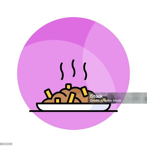 푸틴 아이콘 프렌치 프라이 그레이비와 치즈 커드가 있는 퀘벡 전통 식사 흰색 배경에 분리된 벡터 그림 0명에 대한 스톡 벡터 아트 및 기타 이미지 Istock