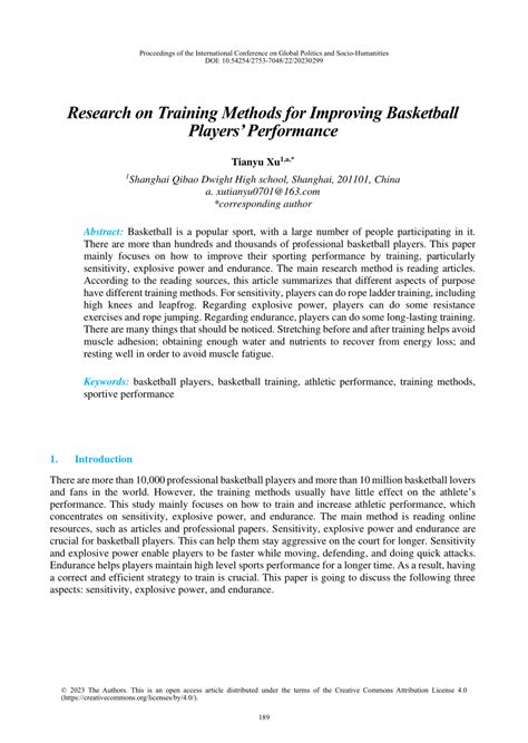 (PDF) Research on Training Methods for Improving Basketball Players' Performance