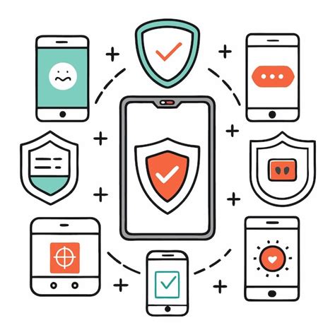 Phone Security App With Shield Icons And Checkmarks Premium Ai Generated Vector