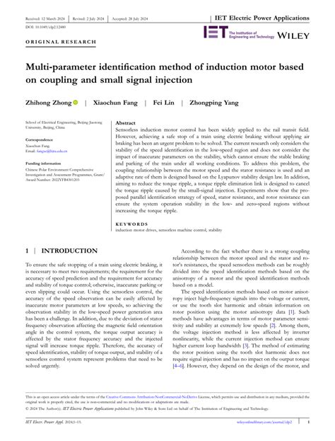 Pdf Multi‐parameter Identification Method Of Induction Motor Based On Coupling And Small