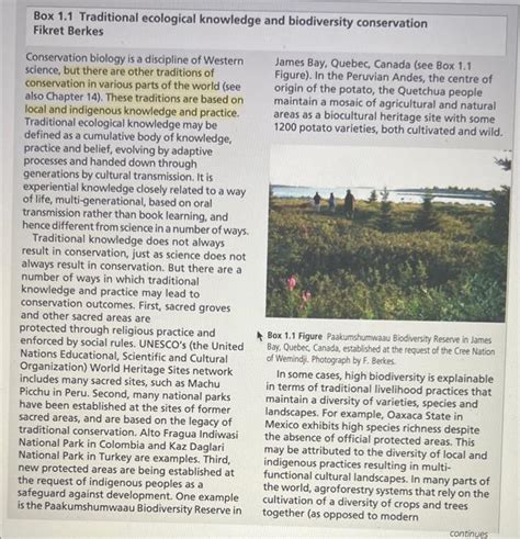 Solved Box 1 1 Traditional Ecological Knowledge And