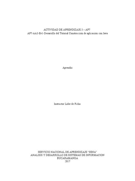 Ap7 Aa3 Ev1 Desarrollo Del Tutorial Construcción De Aplicación Con Java Pdf Frijoles Netos