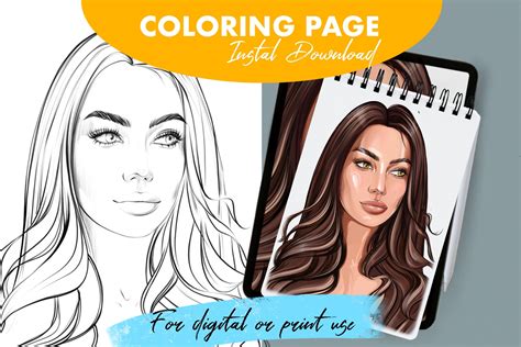 Coloring Page Fashion Coloring Page Procreate Coloring Page Etsy