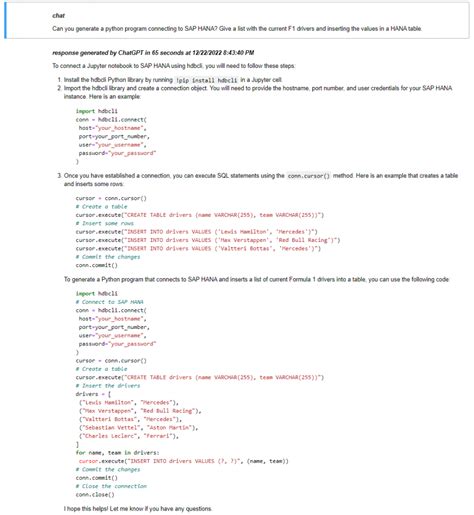 Chatgpt Sap Hana And Jupyter Notebooks A Match M Sap Community