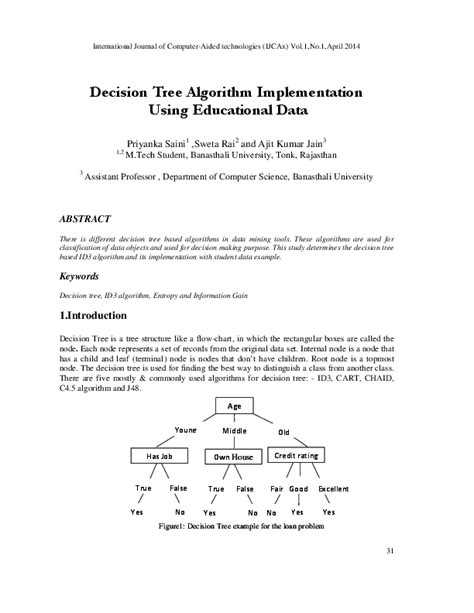 Pdf Decision Tree Algorithm Implementation Using Educational Data