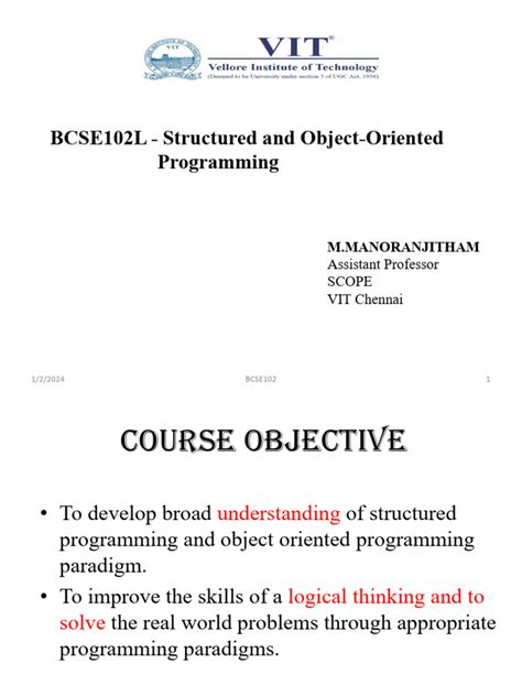 bcse102 intro session pdf object oriented programming computer