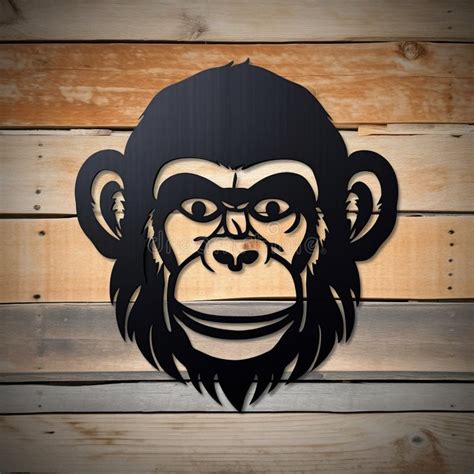 Simple Chimp Laser Cut Metal Name Sign Stock Illustration
