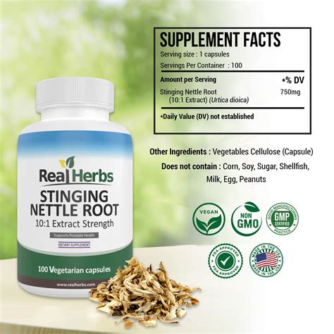 Real Herbs Stinging Nettle Root Extract 7500mg (750mg of 10:1 Extract ...