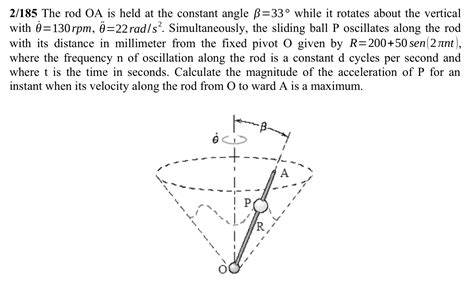 Get Answer The rod OA is held at the constant angle ß while it Transtutors