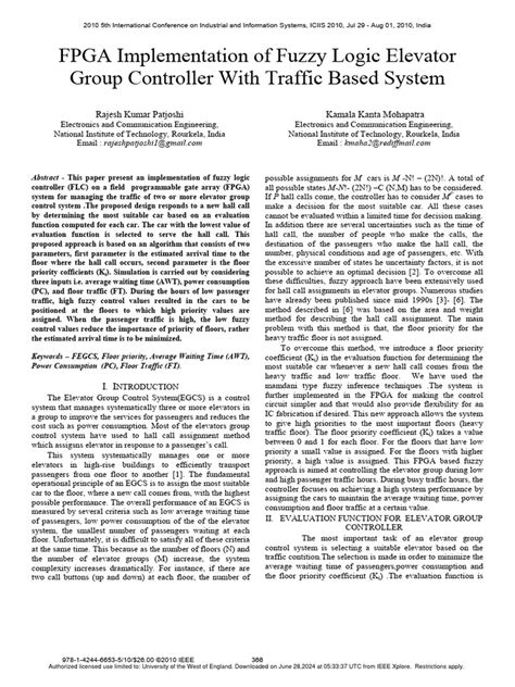 fpga implementation of fuzzy logic elevator group controller with