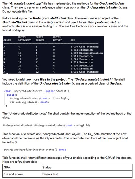 Solved The Base Class Student Has Been Defined In The Chegg