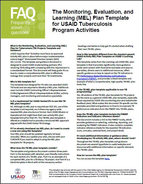 The Performance Based Monitoring And Evaluation Framework Tb Diah