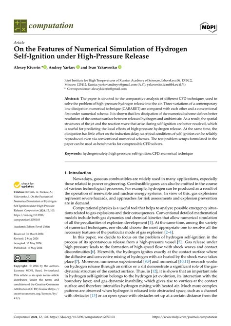 Pdf On The Features Of Numerical Simulation Of Hydrogen Self Ignition