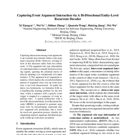 Capturing Event Argument Interaction Via A Bi Directional Entity Level