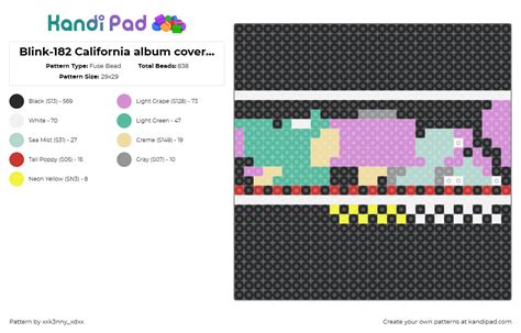 Blink 182 California Album Cover Perler Fuse Bead Pattern Kandi Pad