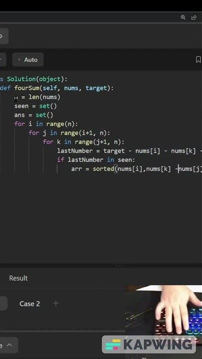 Leetcode 18 4sum Python Solution Leetcode Python Shorts