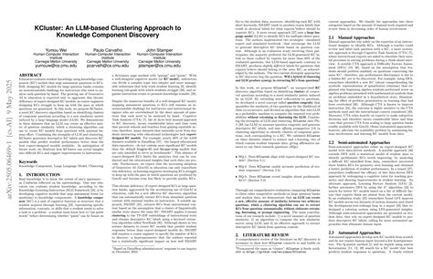 Kcluster An Llm Based Clustering Approach To Knowledge Component Discovery