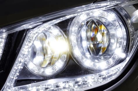 Two Powerful Led Headlights Shine Brightly Enhancing Visibility During