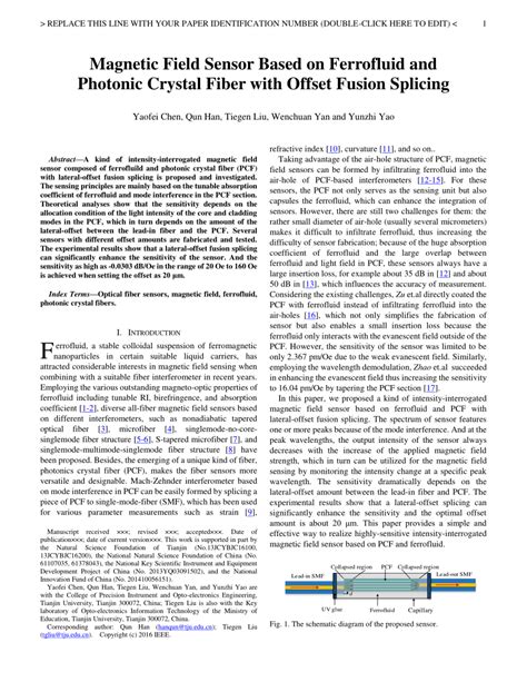 Pdf Magnetic Field Sensor Based On Ferrofluid And Photonic Crystal Fiber With Offset Fusion