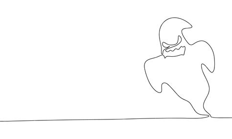 Premium Vector Scary Ghost One Line Continuous Halloween Concept Banner Line Art Outline