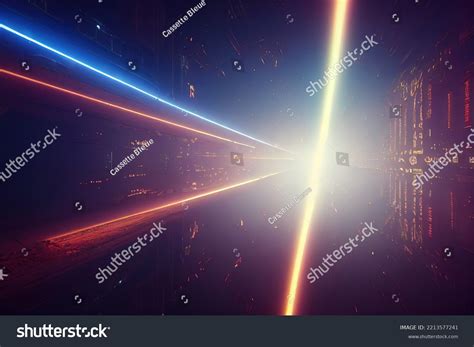 미래 네온 라이트 우주 레이저 빔 스톡 일러스트 2213577241 Shutterstock