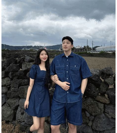 여름신상 핏대박청청 데님 반팔 미니원피스 셔츠 반바지 생지 커플룩 시밀러룩 데이트룩 데일리룩 오버핏 꾸안꾸 에이블리