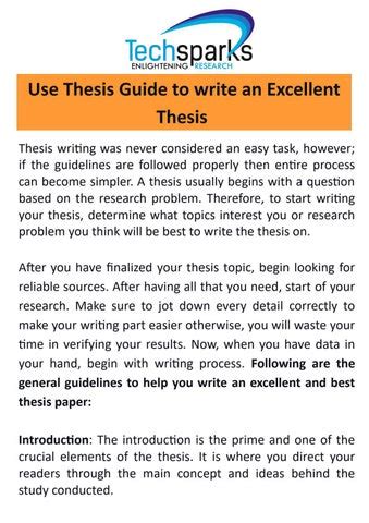 Use Thesis Guide To Write An Excellent Thesis By Techsparks Issuu