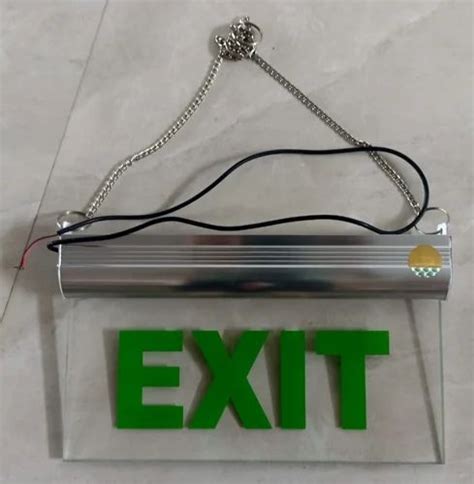 Glass And Aluminum Green Led Fire Exit Sign Board Shape Rectangle