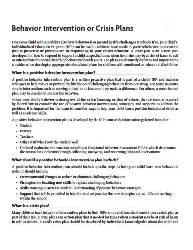 20 Behavior Intervention Plan Examples To Download
