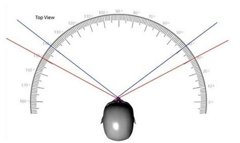 range of eye movements angle the vertical eye movement measured as up