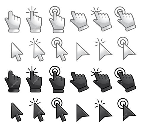 Premium Vector Computer Mouse Click Cursor Gray Arrow Icons Set And